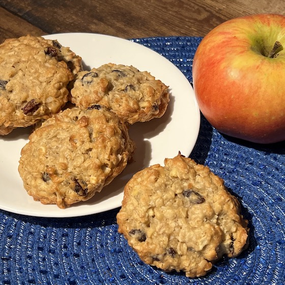 Chewy Apple Oat and Raisin Cookies